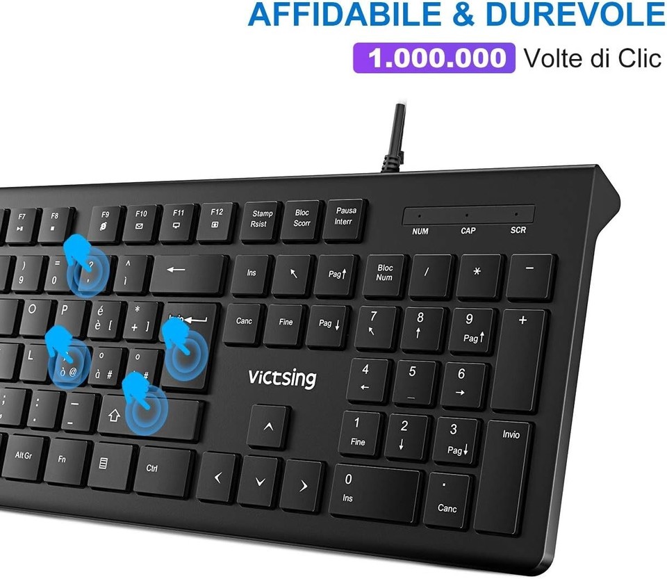 VicTsing Wired USB Keyboard Italian Italiana Layout For PC Desktop ...