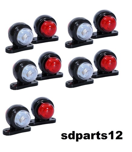 10X LED Marker Lights 12-24V Red White Small Round Truck Caravan ...