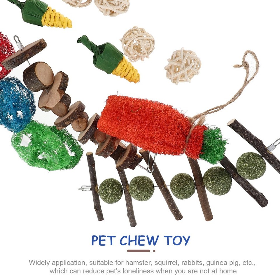 16 Pcs Wooden Chew Toys for Guinea Pig Hamster Rat Gerbil Mice Small ...