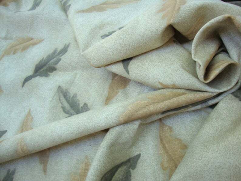 Leaf Pattern Geometric Floral Brocade Upholstery Fabric Yellow Teal ...