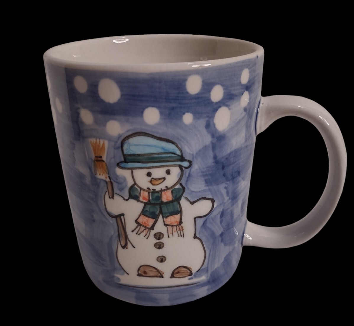 Christmas Snowman Coffee Mug Tea Cocoa Whimsical Snow Painted Winter ...