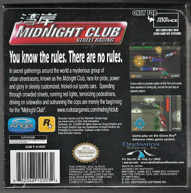 Midnight Club Street Racing GBA (Brand New Factory Sealed US Version ...