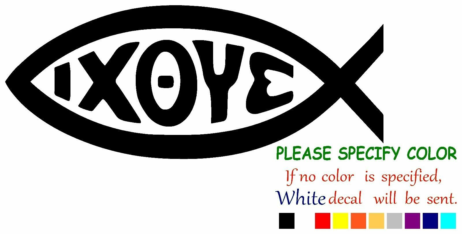 IXOYE FISH Ichthys Vinyl Decal Sticker Car Window Bumper Wall Laptop 7 ...