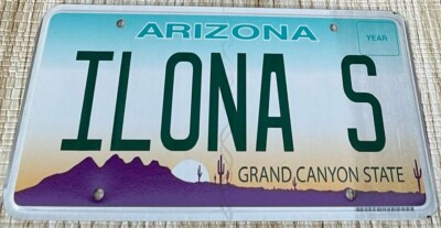 ILONA S Arizona Vanity License Plate | eBay