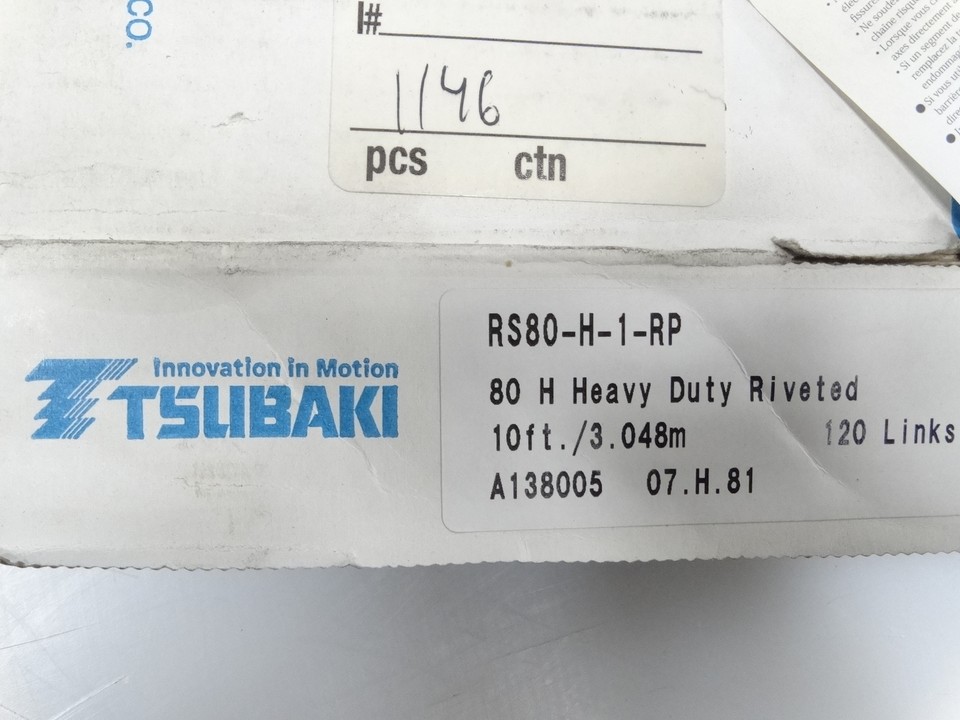 TSUBAKI RS80-H-1-RP ROLLER CHAIN | eBay
