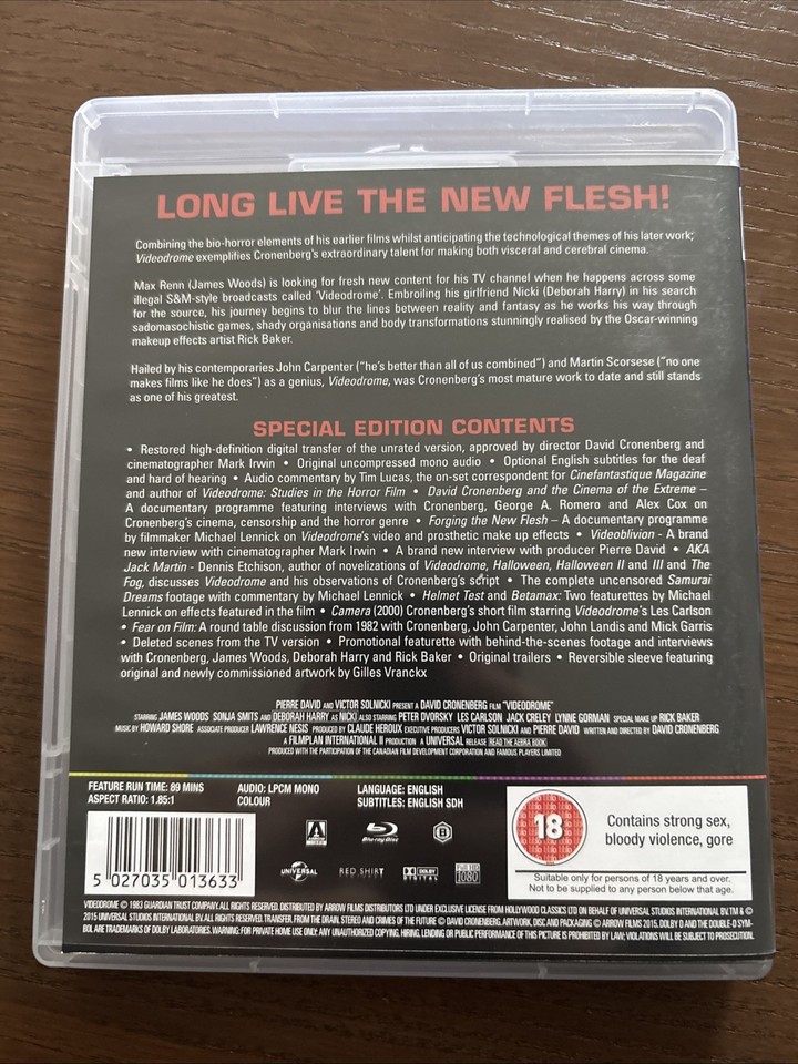 Videodrome Bluray Starring James Woods, Debbie Harry, David Cronenberg ...