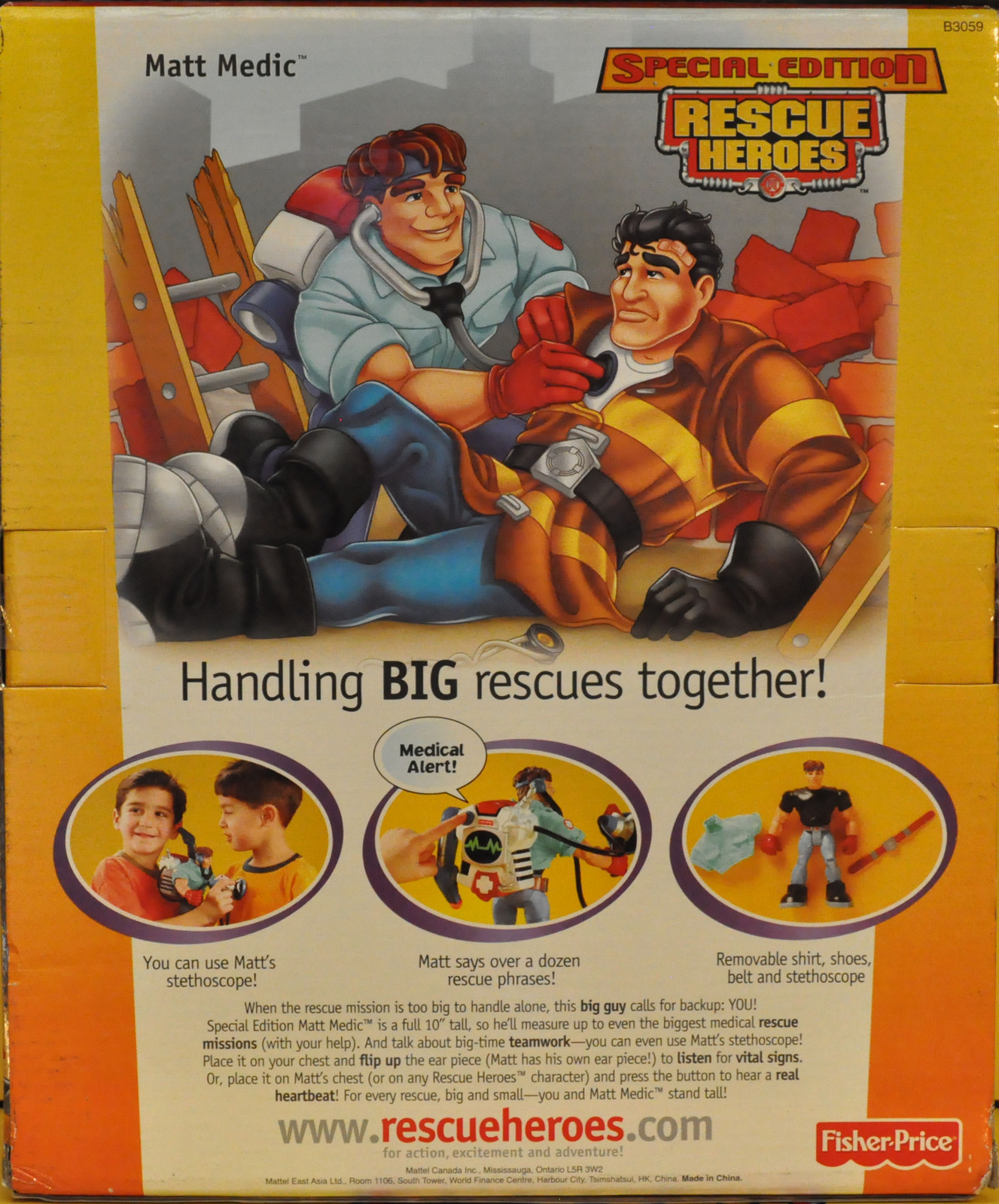 FISHER PRICE RESCUE HEROES 2003 SPECIAL EDITION 10” MATT MEDIC DOLL ...
