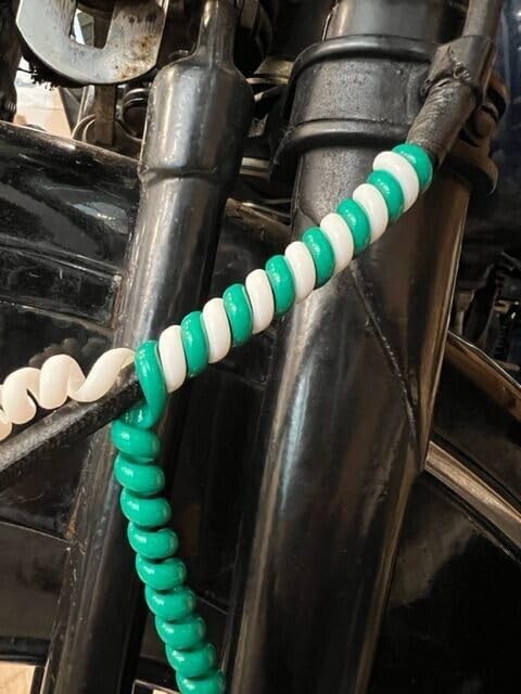 VINTAGE CABLE WRAP COIL COVER White x Green Replica 90cm x2 Harley ...