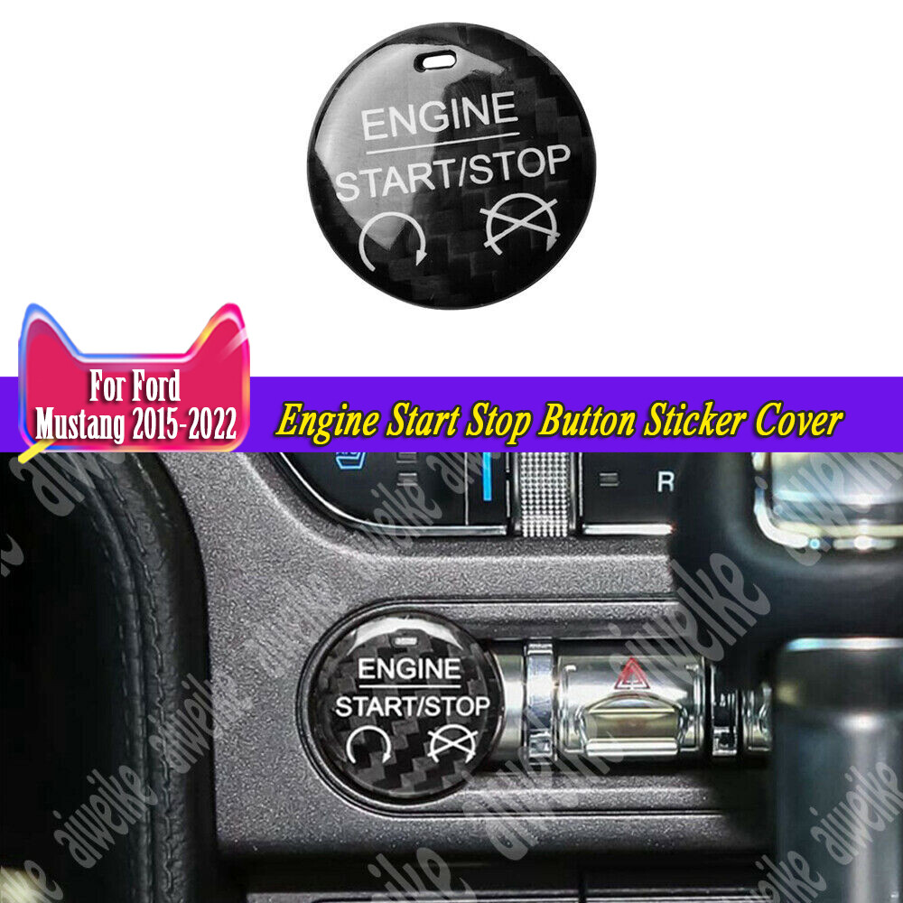 Carbon Fiber Engine Start Stop Button Sticker Cover For Ford Mustang ...