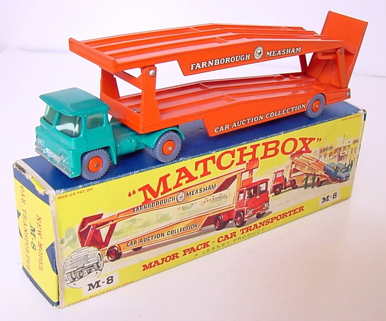 1964 LESNEY MATCHBOX MAJOR PACK #M-8 GUY WARRIOR CAR TRANSPORTER BOXED ...