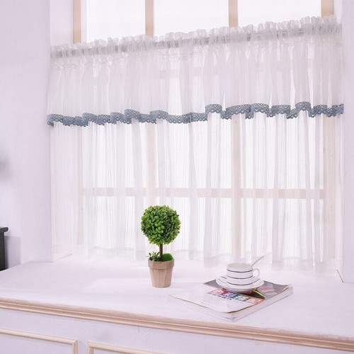 American Style Short Curtains Pelmet Window Sheer Kitchen White Tulle ...