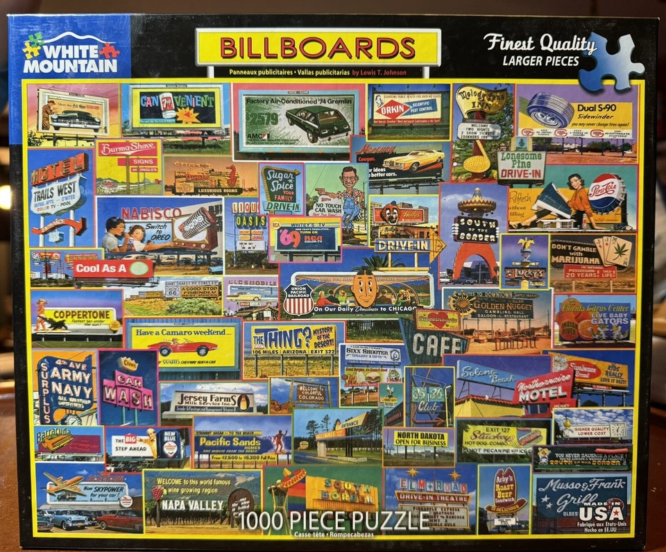 White Mountain Billboards 1000 Piece Jigsaw Puzzle, 24x30 in Complete ...