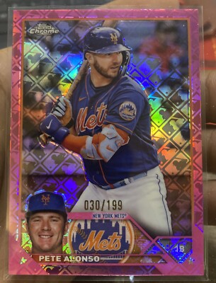 PETE ALONSO /199 TOPPS CHROME MLB LOGOFRACTOR PINK REFRACTOR METS #75 ...