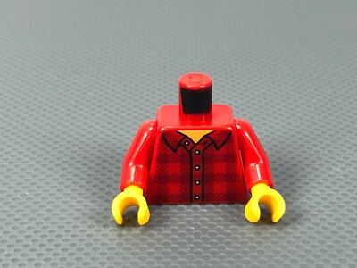LEGO Minifigure Torso - Red Plaid Flannel Shirt 5 Buttons with Collar ...