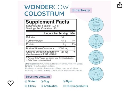 WONDERCOW Colostrum Supplement Powder for Gut Health | eBay