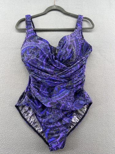 Miraclesuit Swimsuit Womens 16 One Piece Tummy Control Paisley Padded ...