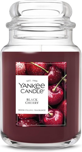 Yankee Candle Black Cherry Scented Candle, 22oz Large Jar with Jar, Red ...