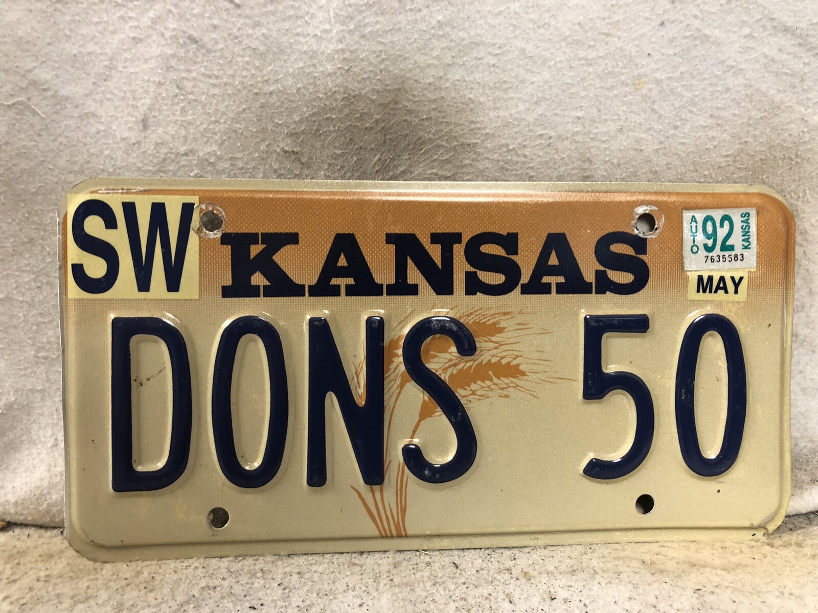 1992 Kansas Vanity License Plate “DONS 50” | eBay