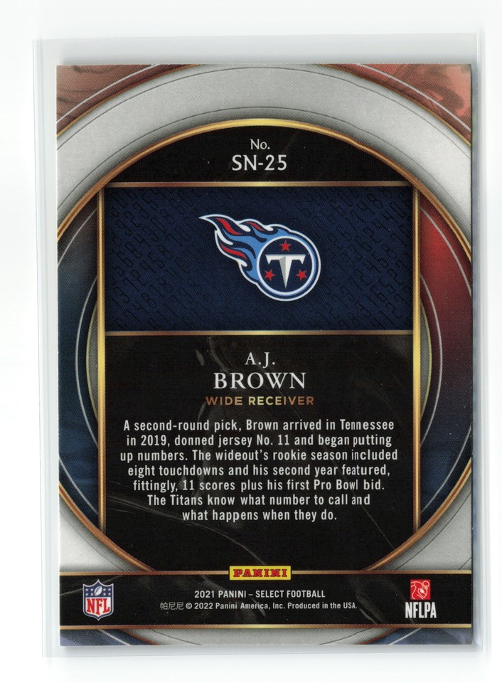 AJ BROWN #SN-25 2021 PANINI SELECT Numbers | eBay