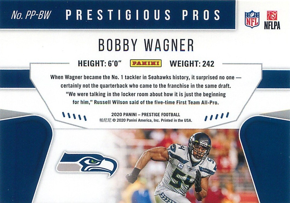 Bobby Wagner 2020 Prestige Football Prestigious Pros Insert Card #PP-BW ...