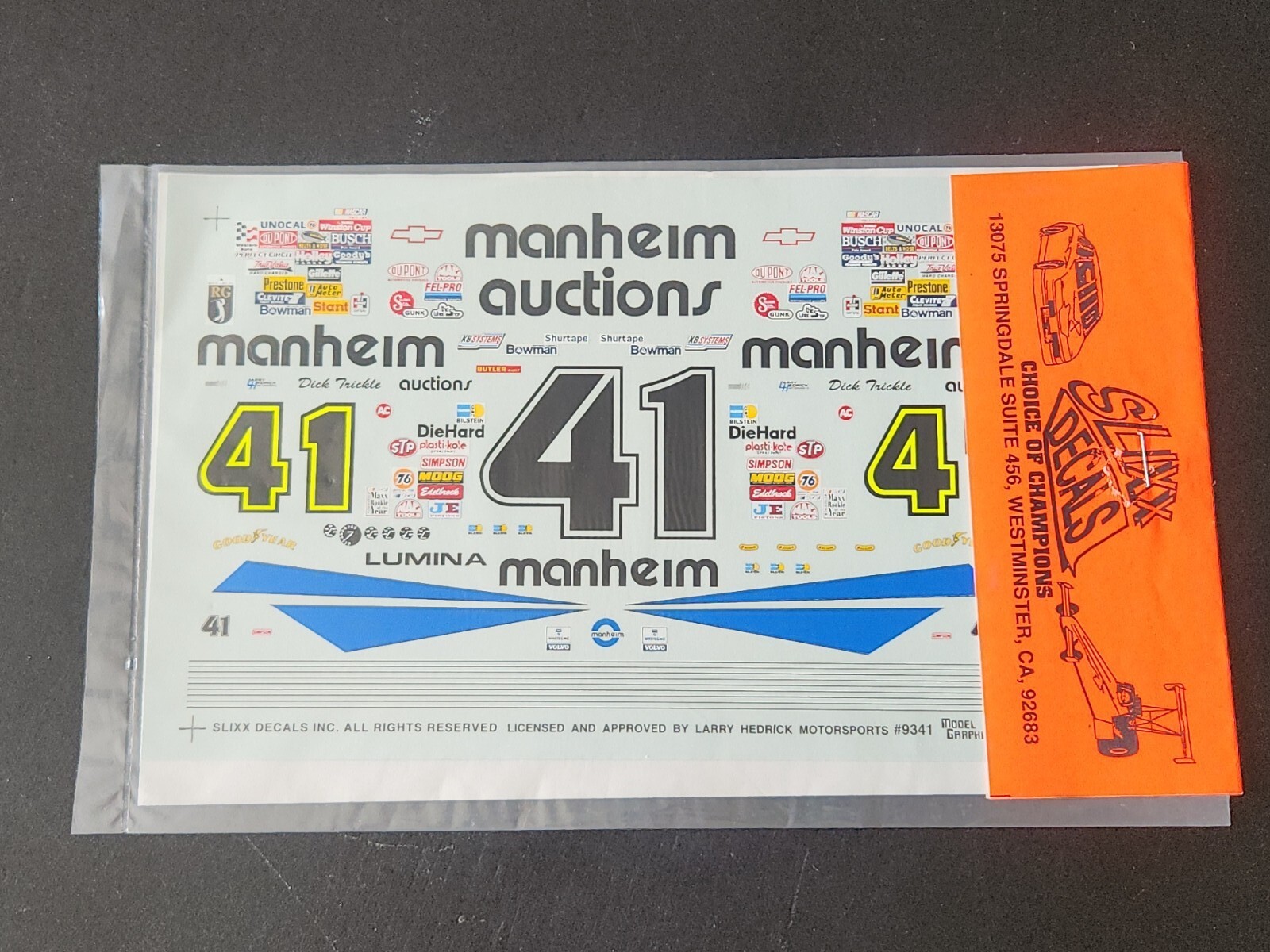 1993 Dick Trickle #41 Manheim Auctions Chevy 1:24 Car Decal - Slixx ...