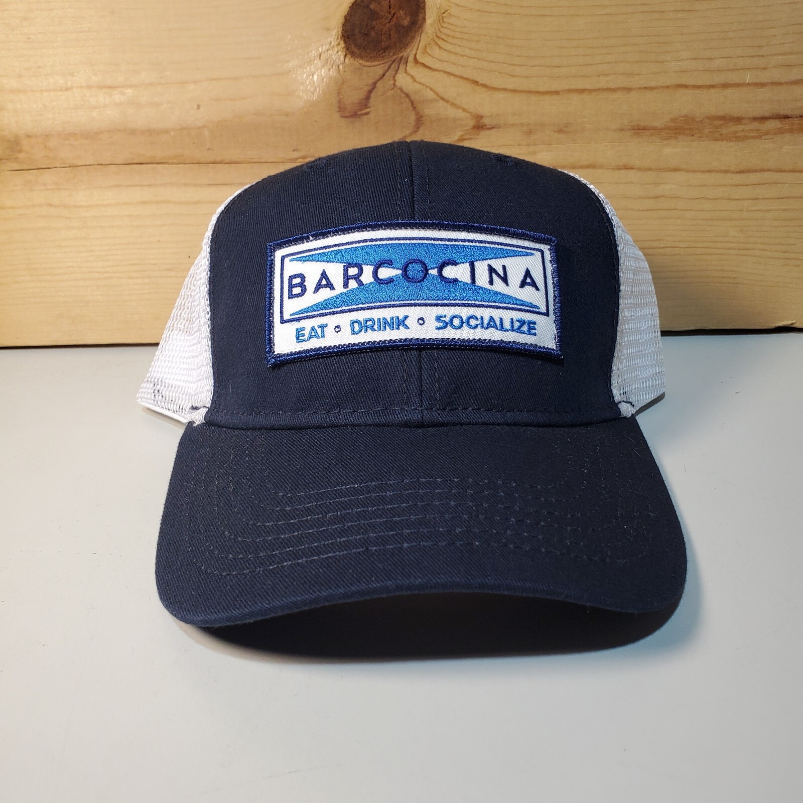 Paramount Apparel - Navy/White Mesh adjustable Trucker Hat w/Logo ...