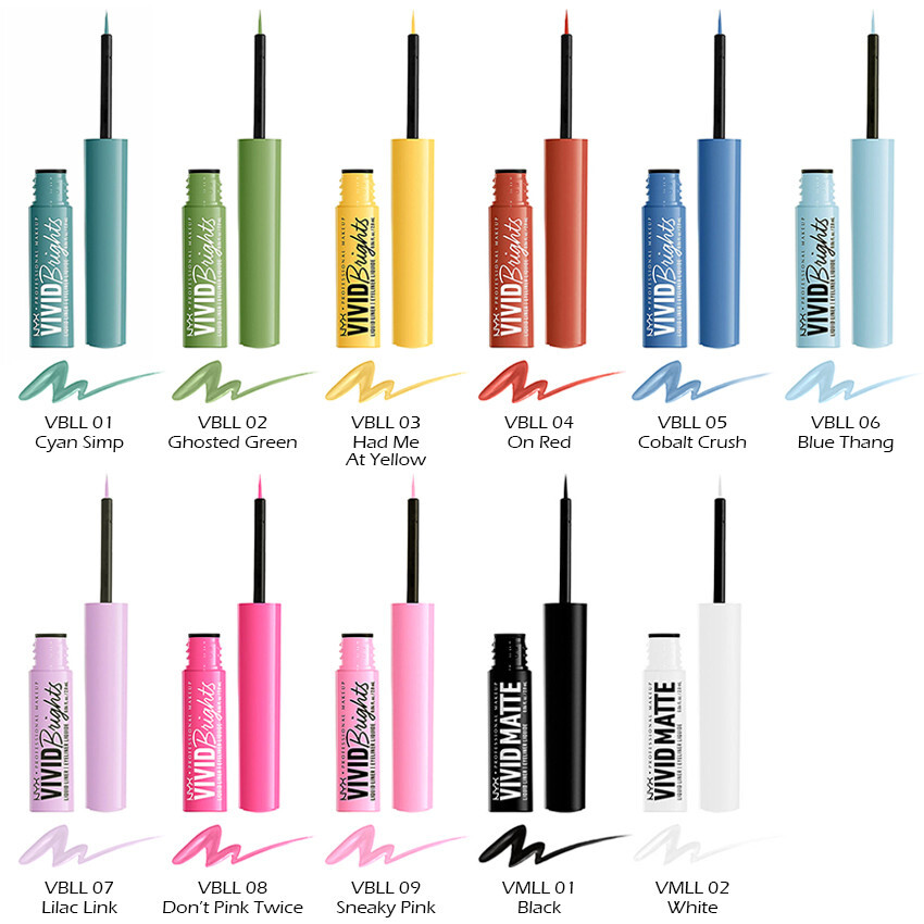 3 NYX Vivid Brights Colored Liquid Eyeliner Matte - VBLL "Pick Your 3 ...