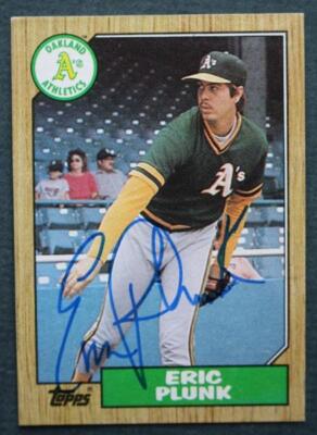 Oakland A's star Eric Plunk Autographed / signed 1987 Topps baseball ...