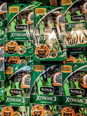 Three 4-Packs Men's Schick Xtreme3 Sensitive 3 Razors Flexible Aloe ...