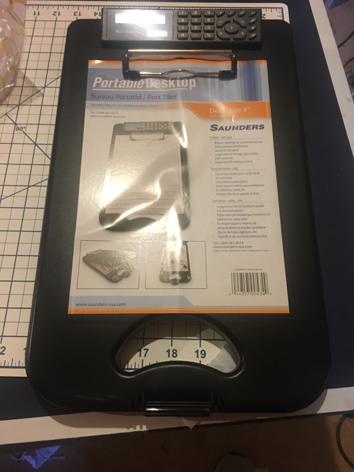 Saunders DeskMate II w/Calculator 1/2" Clip Cap 8 1/2 x 12 Sheets Black ...