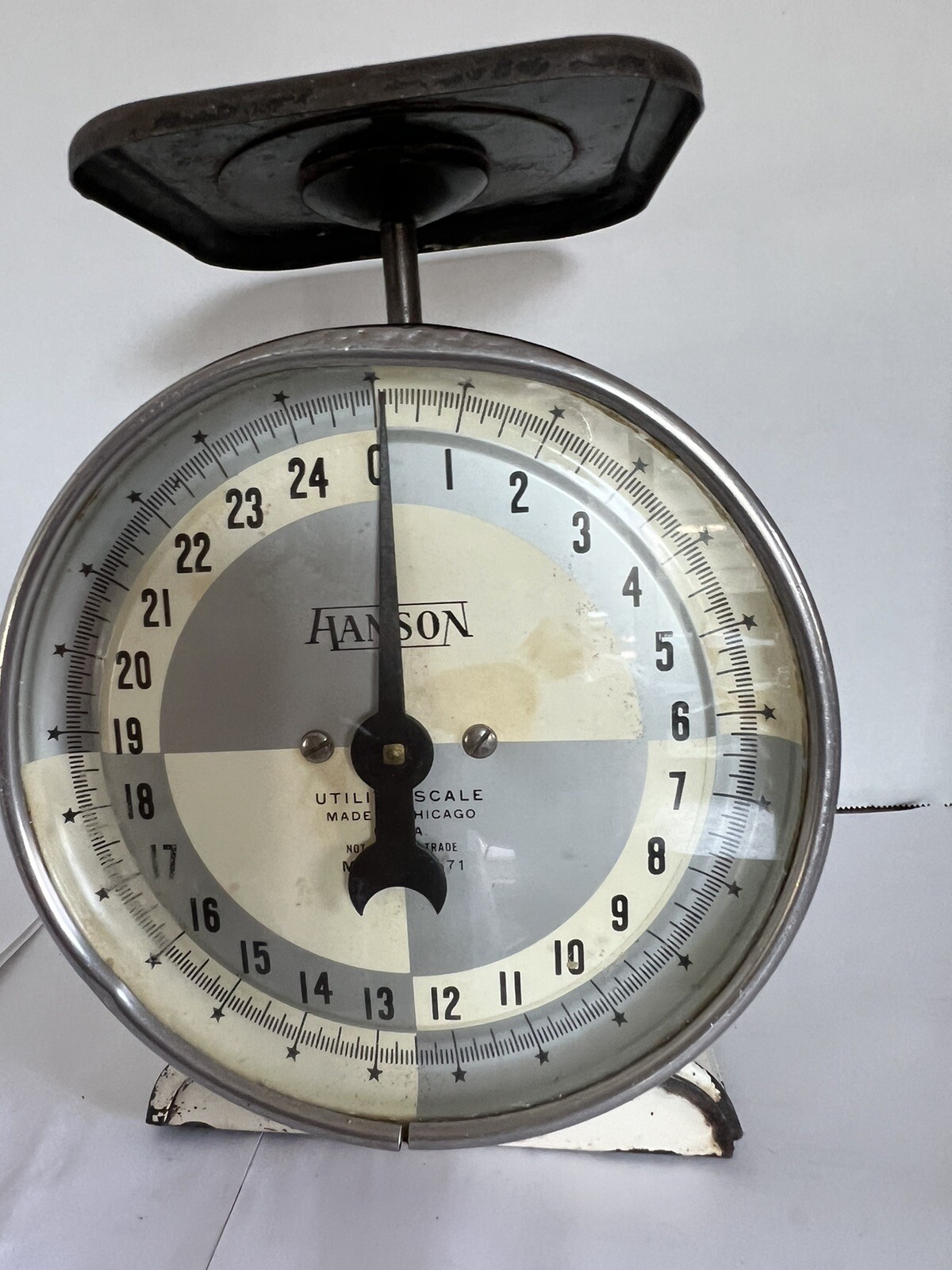 Vtg Hanson Scale White Kitchen Utility Chippy Model 1371 Works Up To 25 ...