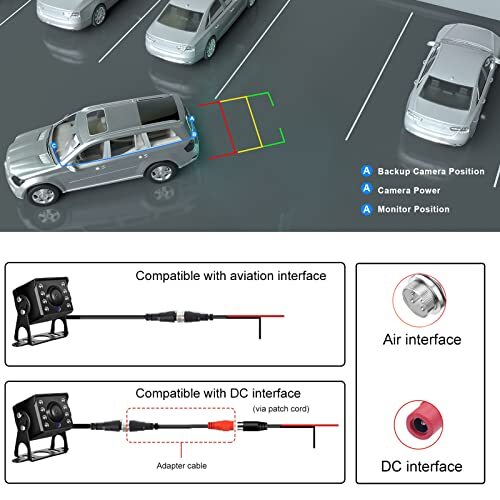 AHD & CVBS Backup Camera 4 Pin Cable +RCA Connector, IP69 Rear Camera ...