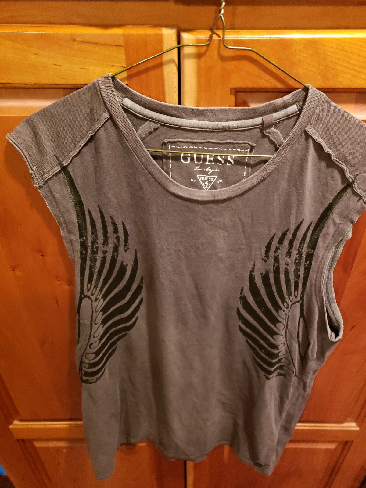 GUESS Distressed Tattoo Angel Wings Alt Punk Rock Tan… - Gem