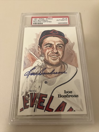 Lou Boudreau Signed Perez Steele Great Moments Postcard Auto PSA/DNA ...