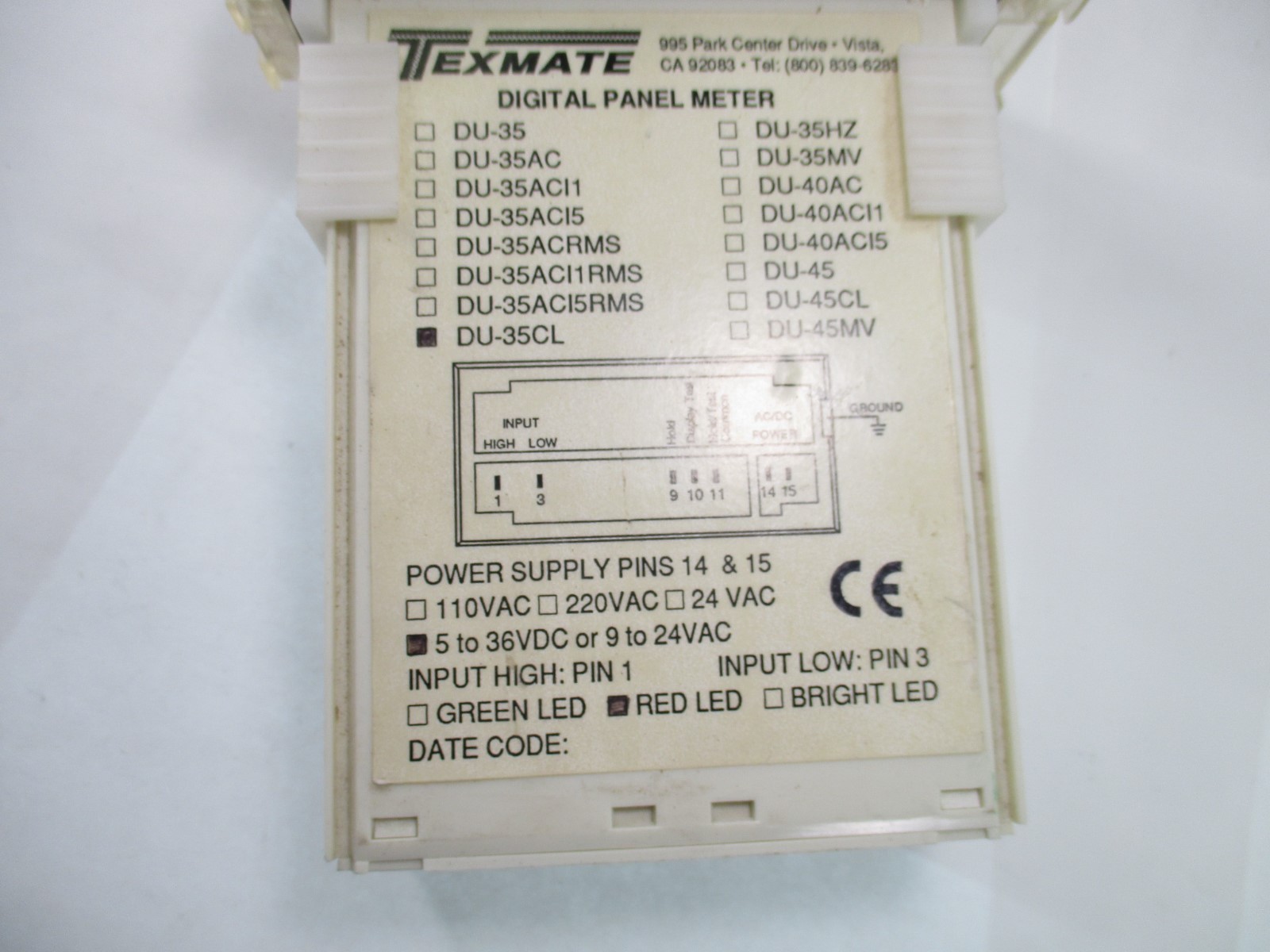 Texmate DU-35CL Digital Panel Meter 5 To 36VDC Or 9 To 24VDC Red LED | eBay