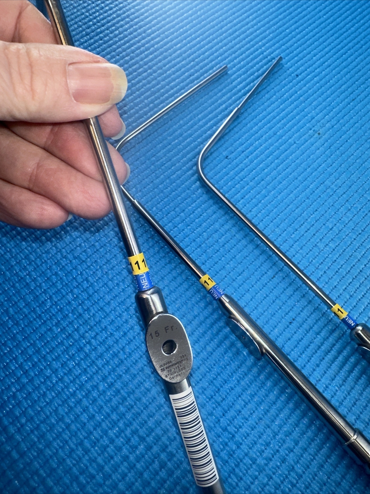 3- Each Sachs Suction Tube Set 15, 10, 8 Fr. Angled With Finger Valve ...