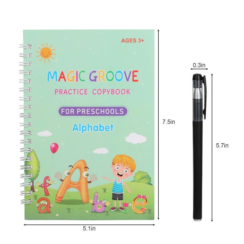 16pcs Magic Practice Copybook Groove Reusable English Writing Book For ...