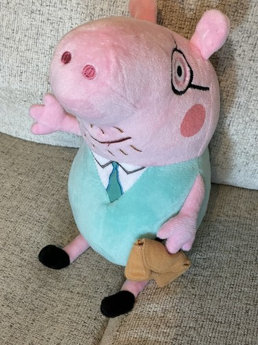 TY Peppa Pig Daddy Dad Pig Plush Stuffed Toy Holding Briefcase Bag 10 ...