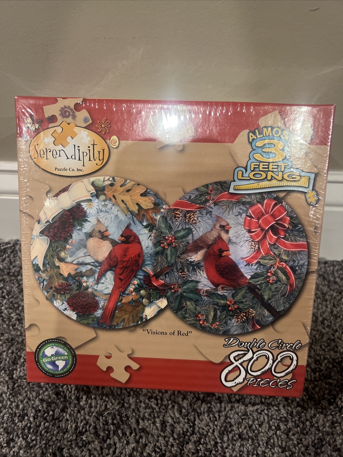 Serendipity "Visions of Red" Cardinals Double Circle 800 Piece Jigsaw ...