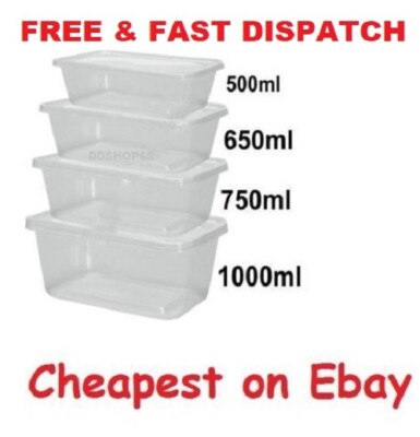 Clear Plastic Quality Containers Tubs with Lids Microwave Food Safe ...