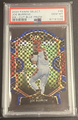 2020 Panini Select JOE BURROW Die-Cut Blue Prizm Checkerboard RC #46 ...