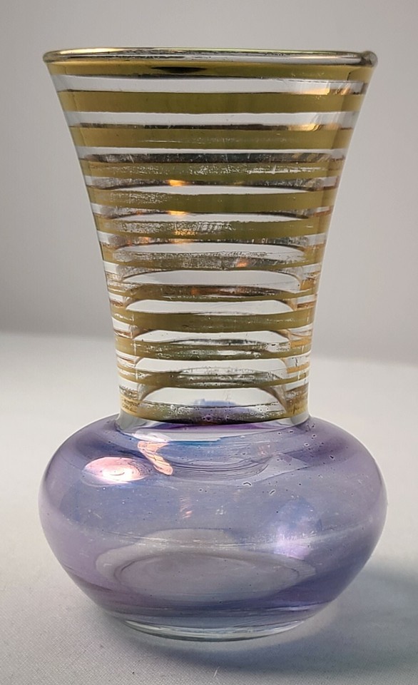 Vintage Mini Vase Bartlett Collins Bud Vase Purple and Gold | eBay