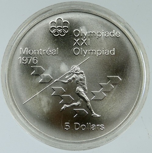1975 CANADA Montreal XXI Olympics WOMEN'S JAVELING THROWING Silver Coin ...