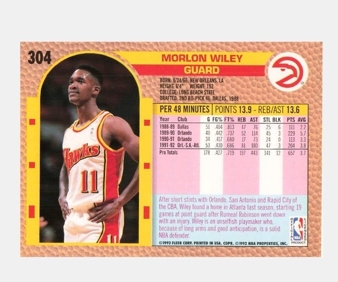 ️1992-93 Fleer #304 Morlon Wiley Great Condition 🏀 | eBay