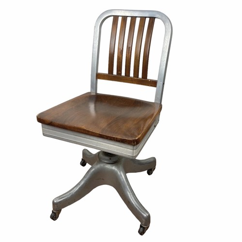 Shaw Walker Industrial Office Desk Chair MCM Vintage Maple Aluminum ...
