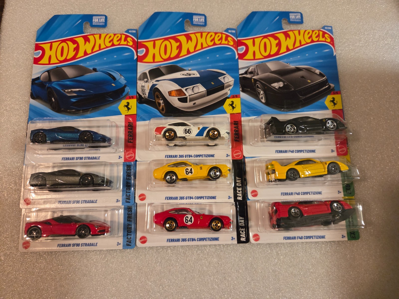 Ferrari Lot of (9) w/ (3) F40 (3) 365 GBT4 (3) SF90 Black White Hot ...