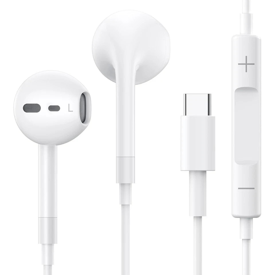 For Apple iPhone 16 15 Pro Max Plus USB C Headphones Earphones Wired ...