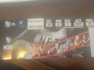 nj nets memphis grizzlies game ticket stub jason kidd triple double nba ...