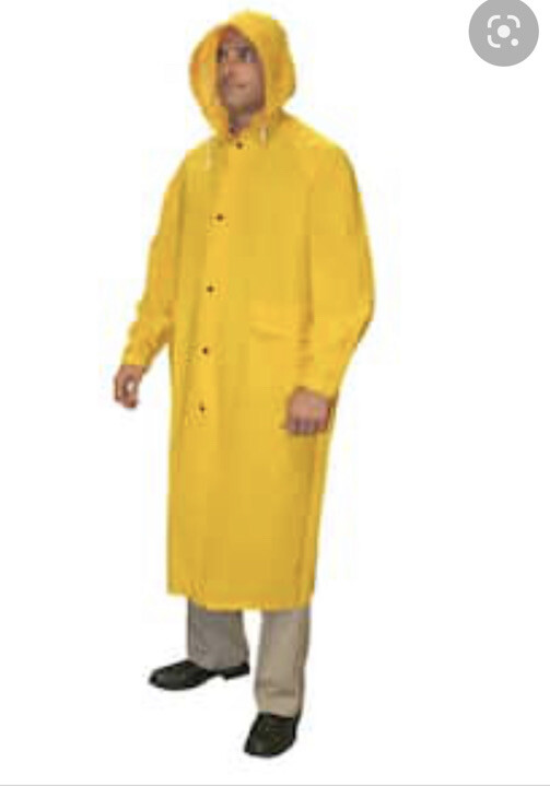 HWC Adult Heavy Duty Yellow 50" PVC Security Full Length Rain Jacket ...