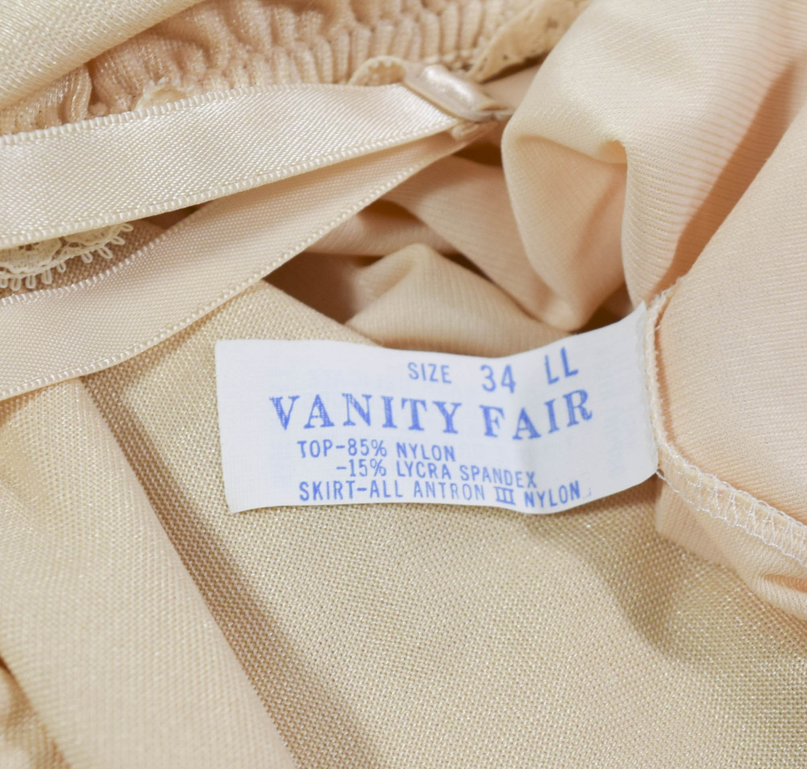 Vintage Vanity Fair Nylon Full Slip-Golden Beige-Lace… - Gem